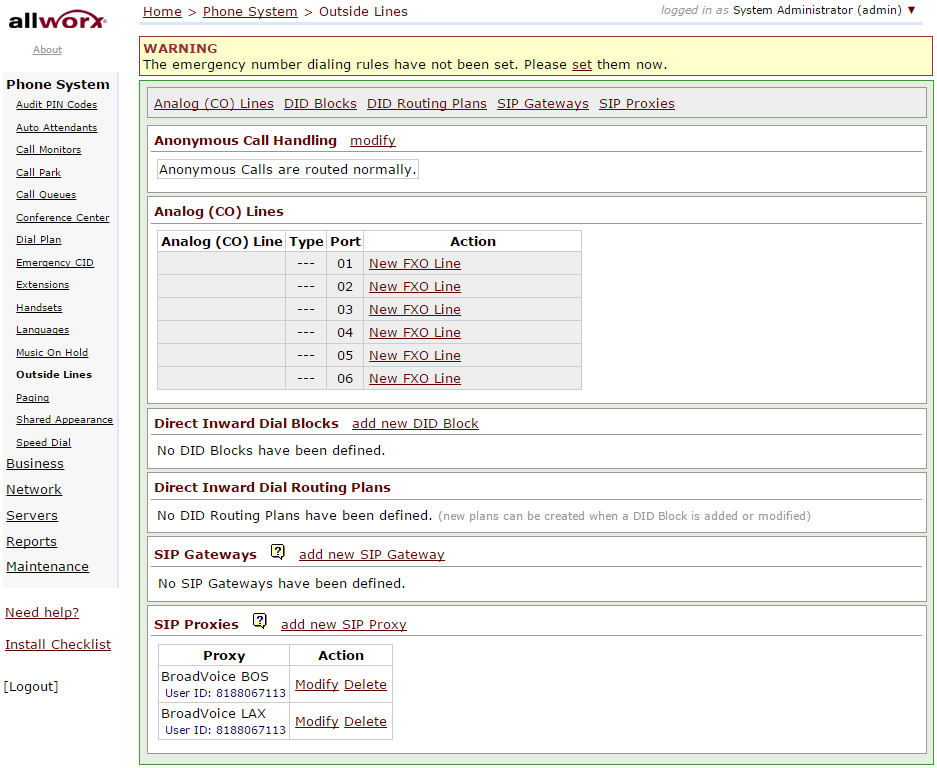 Broadvoice Legacy: Allworx Configuration